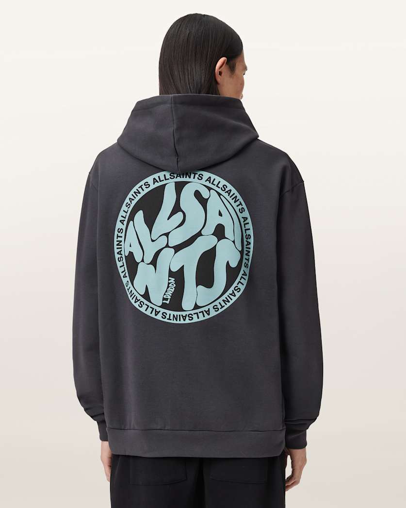 Distortion Graphic Hoodie WASHED BLACK/BLUE | ALLSAINTS US